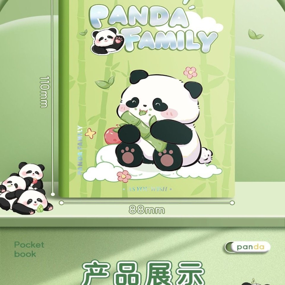 Portable A7 Notebook Cartoon Panda Journal Planner Pockect Book Student ...