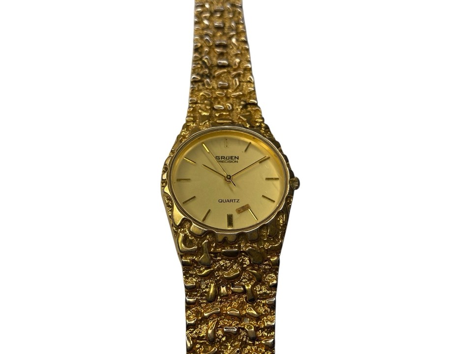 Vintage Gruen Precision Men’s Gold Tone Automatic Watch Untested As Is ...