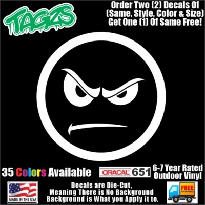 Mad Face Funny DieCut Vinyl Window Decal Sticker Car Truck SUV JDM | eBay