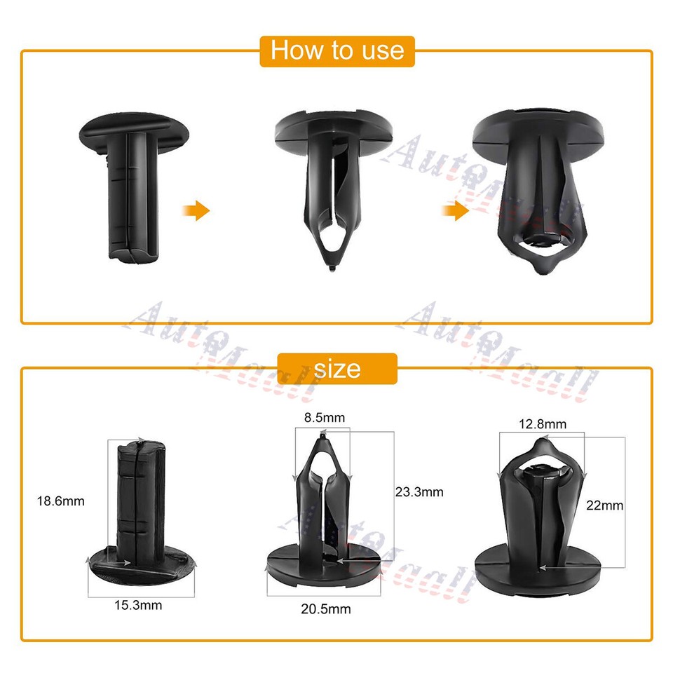 100pcs Retainer Fastener Rivets Clips for Ford N807389S 1039463 Fits ...