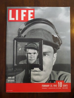 LIFE MAGAZINE FEBRUARY 22nd 1943 ARMY AIR OBSERVER! RARE NO LABEL | eBay