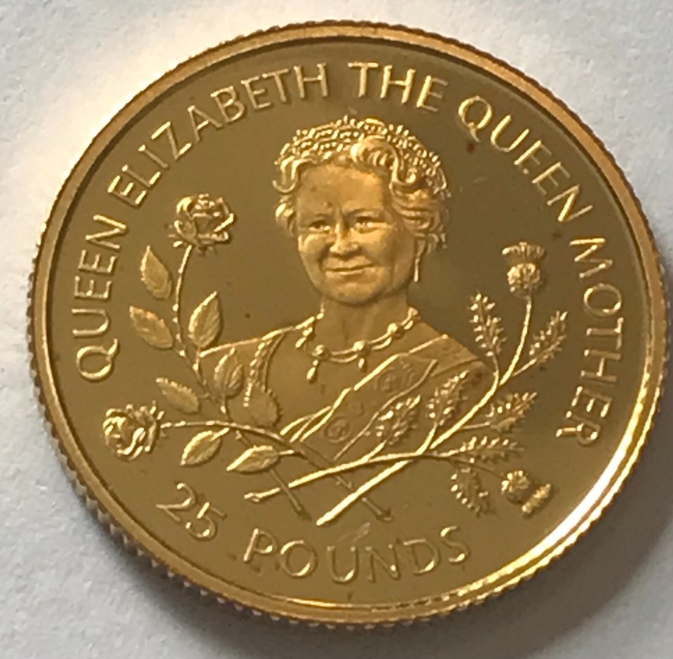 1995 Queen Elizabeth II The Queen Mother 22 Carat Gold 25 Pound Coin ...