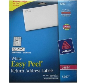 #5267 AVERY WHITE EASY PEEL RETURN ADDRESS LABELS - 2000 LASER FREE ...