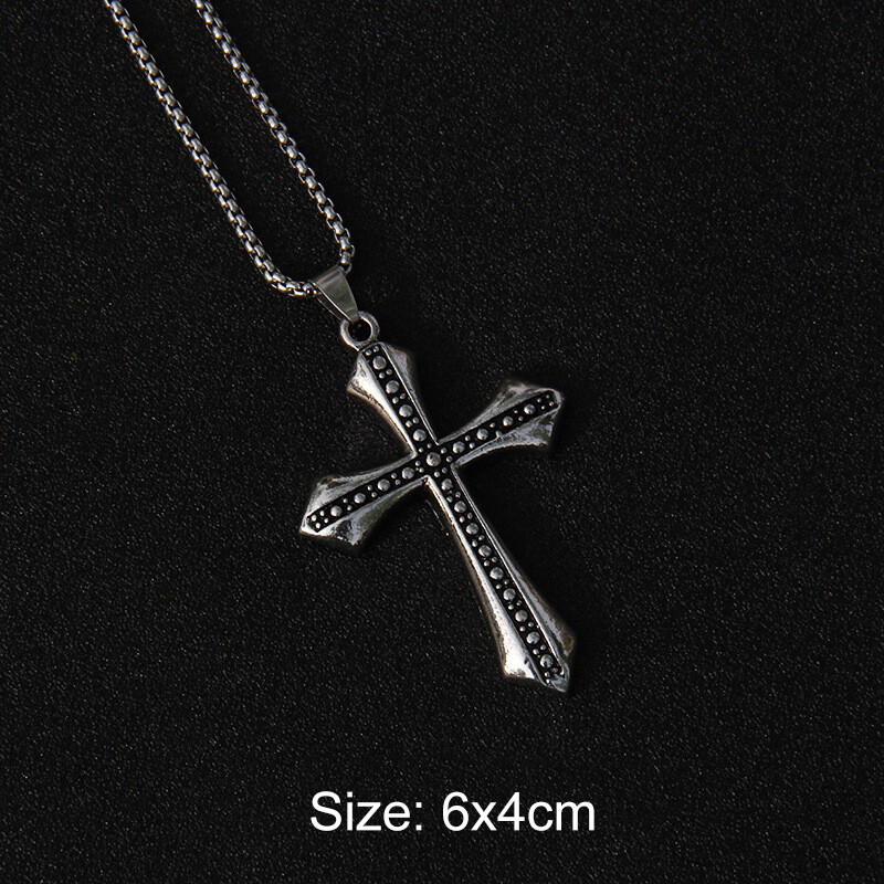 Fashion Cross Necklace Stainless Steel Gothic Cross Pendant Chain ...