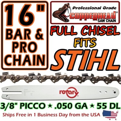 COPPERHEAD 16" BAR & FULL CHISEL PRO SAW CHAIN KIT FITS STIHL MS192T ...