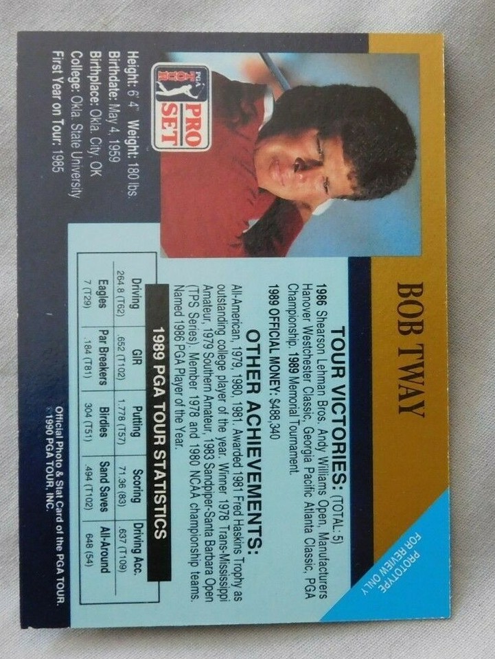 1991 Pro Set Bob Tway Promo Golf Card | eBay