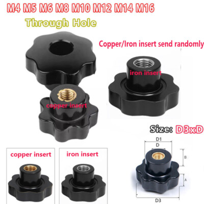 M4 M5 M6 M8 M10 M12 M14 M16 Plum Bakelite Hand Tighten Nuts Thumb Knob ...