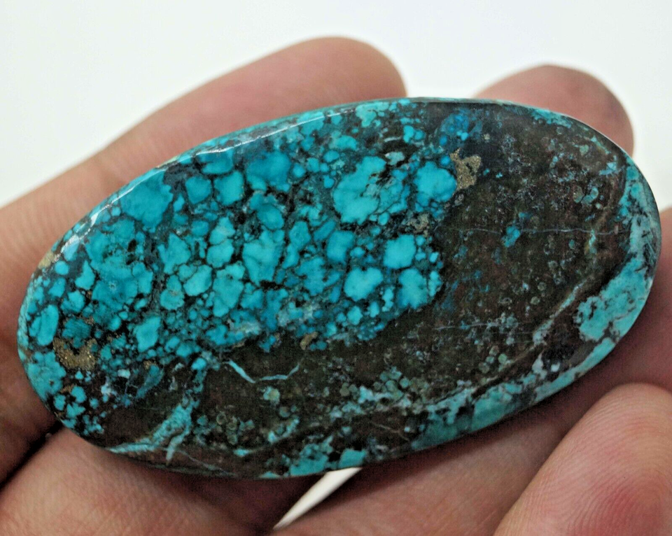 AAA 111.6 Ct Natural Black Spiderweb Blue Turquoise Untreated Oval Cut ...