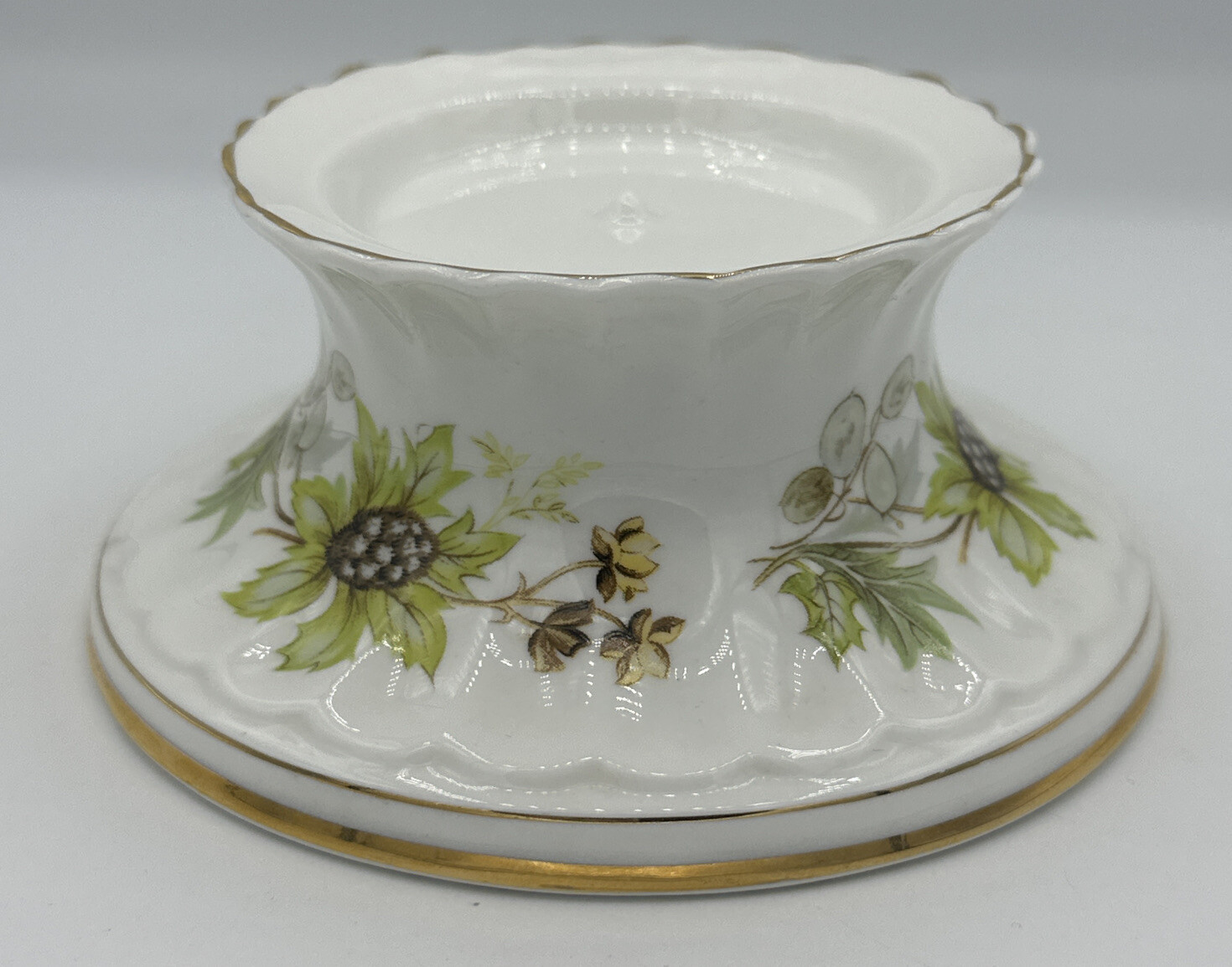 Royal Tara White Irish Bone China Candle Holder Floral Design With Gold ...