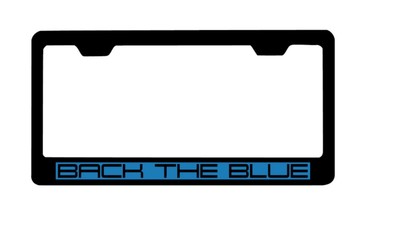 Back The Blue License Plate Frame | Black Stainless Steel Metal ...