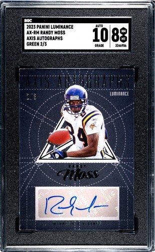 2023 Panini Luminance Randy Moss Axis Autograph Green 2/3 Vikings SGC 8 ...