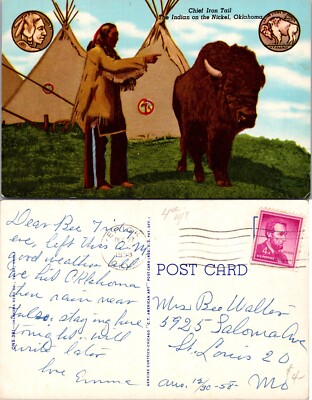 Chief Iron Tail Buffalo and Tipis Oklahoma OK Postcard | eBay