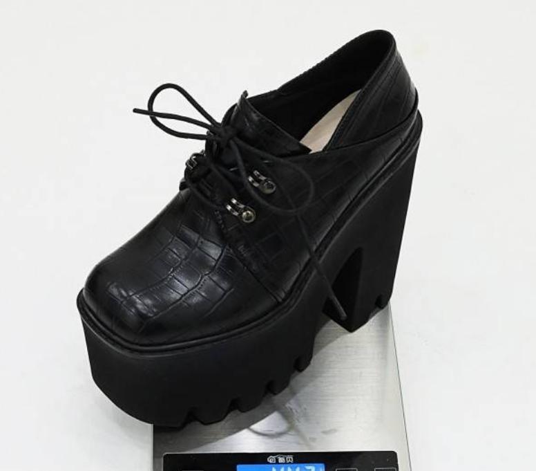 Women Punk Creeper Shoes Block Heels Lace Up Platforms Party Casual ...