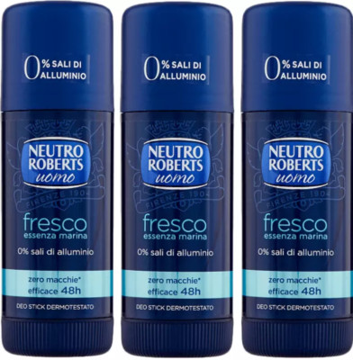 3 PZ x NEUTRO ROBERTS DEODORANTE STICK UOMO FRESCO ESSENZA MARINA 40 ML ...