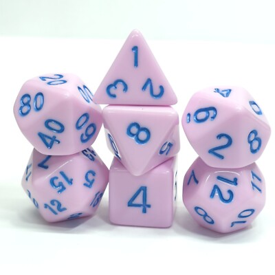 New 7 Piece Polyhedral Opaque Creamy Ice Dice Set W/ Dice Bag Pastel ...