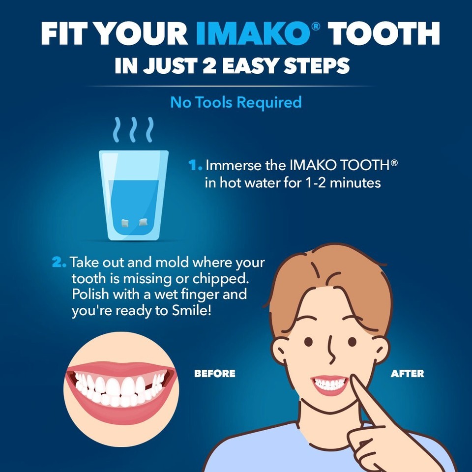 Imako® Tooth Tinted Plastic - Temporary Tooth - Fix Chipped Teeth, Gaps ...