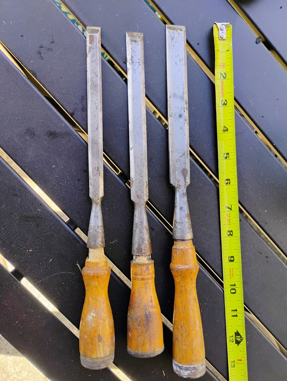 VTG Greenlee Bevel Edge Socket Chisel Lot Of 3 Sharp 1/2" 5/8" 3/4 ...