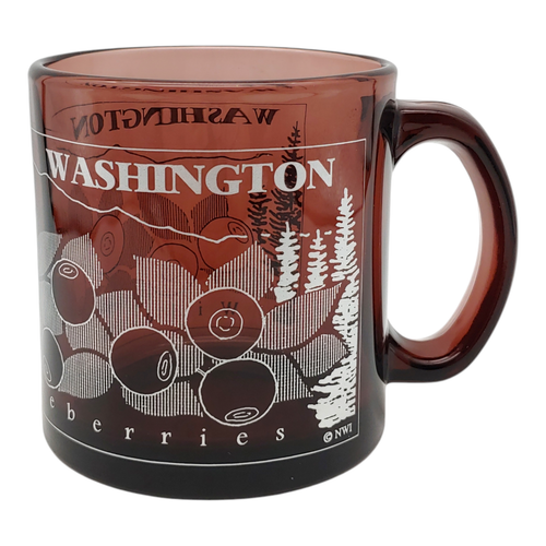 Washington Wild Huckleberries Glass Coffee Mug - 12oz vtg Amethyst ...
