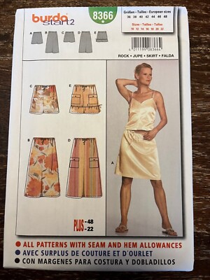 Burda 8366 UNCUT Sewing Pattern, Misses' Skirt, Size 10-22 | eBay