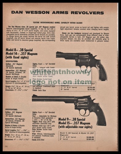 1977 DAN WESSON Model 8 & 9 .38 Special, 14 & 15 .357 Magnum Revolver ...