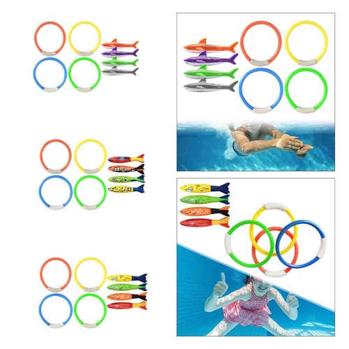 8 Pieces Diving Fish Ring Toys Swimming Pool Toys Fun Water Sports ...