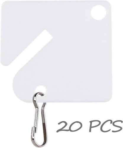 20 pcs Plastic Key Tags Slotted Rack White Square Hanging Key Cabinets ...