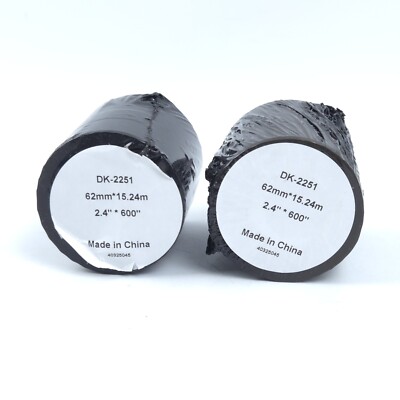 2x For Brother Continuous Paper Label Tape 2-1/2" x 50 ft Black/White ...