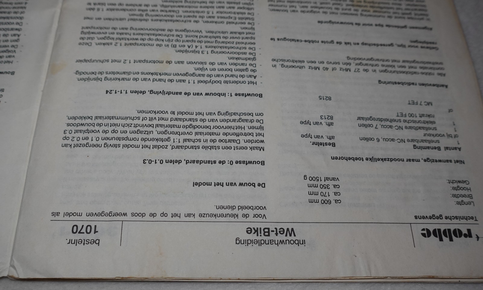Robbe Wet Bike 1070 RC Jet Ski Original Assembly Operating Instructions ...
