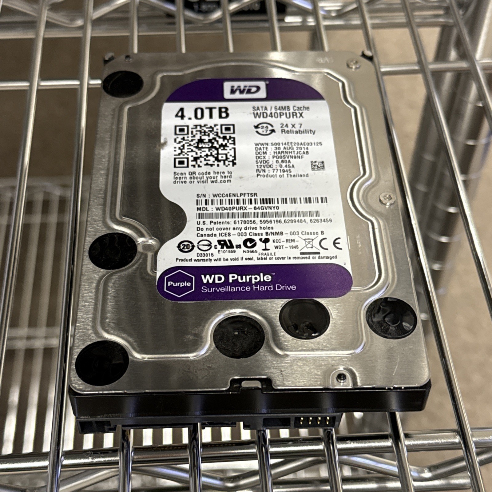 Western Digital 4TB WD40PURX WD Purple SATA III Hard Drive WD40PURX ...