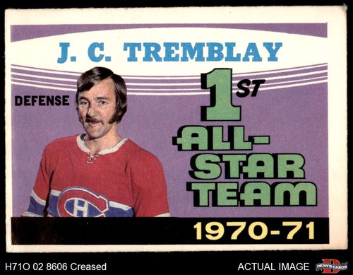 1971 O-Pee-Chee #252 J.C. Tremblay 1st All-Star Team Canadiens 2 - GOOD ...