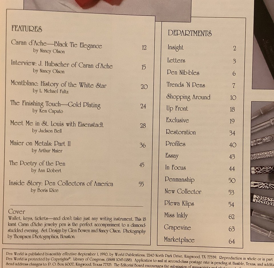 Vintage Pen World International Magazine Nov./Dec. 1992 Volume 6, No. 2 ...