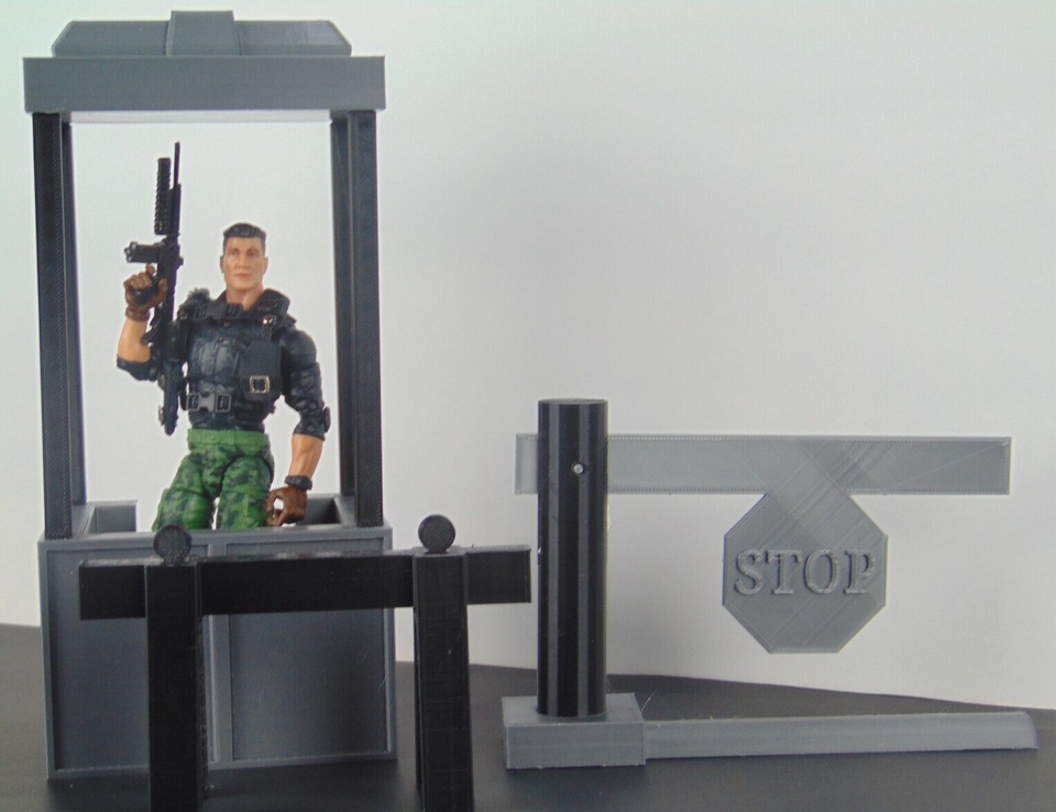 Custom 1:12 Scale Military Vehicle Checkpoint Guard Barrier Diorama ...