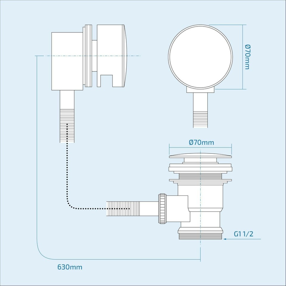 Chrome Easy Clean Bath Waste Round Pop Up Sprung Bath Plug Bathroom ...