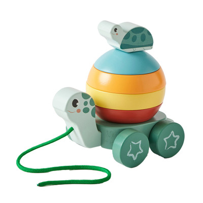 Zookabee Wooden Pull Along Stacking Turtle Baby/Toddler Educational ...