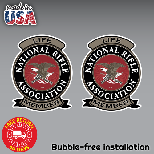 2x NRA Life Member Patch Logo Guns Decal Replica 2nd Amendment Stickers ...