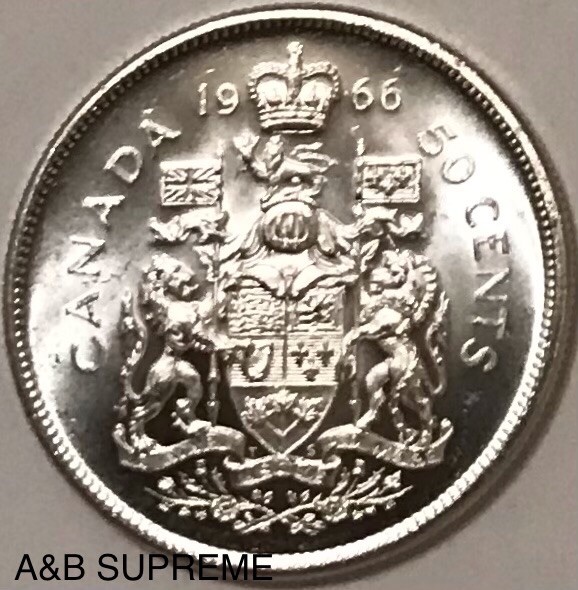 (1) 1920-1967 Canada Half Dollar From Obw Roll Choice Gem Bu Unc. 80% ...