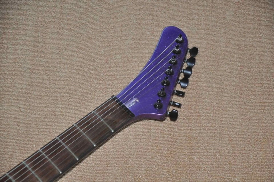 7 String Purple Glitter Pellet Electric Guitar Maple Neck Rose Wood ...