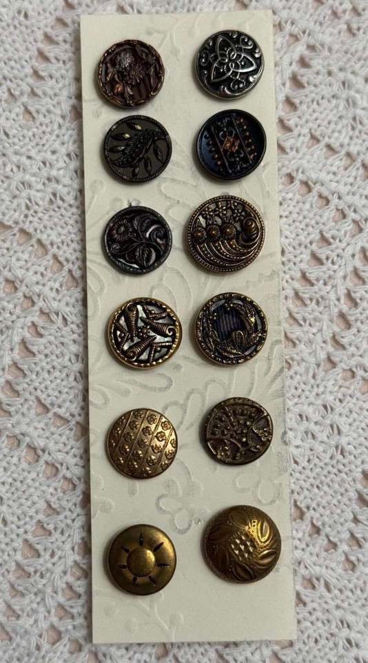 Lot of 12 Antique Victorian Metal Twinkle & Celluloid Buttons - Cut ...