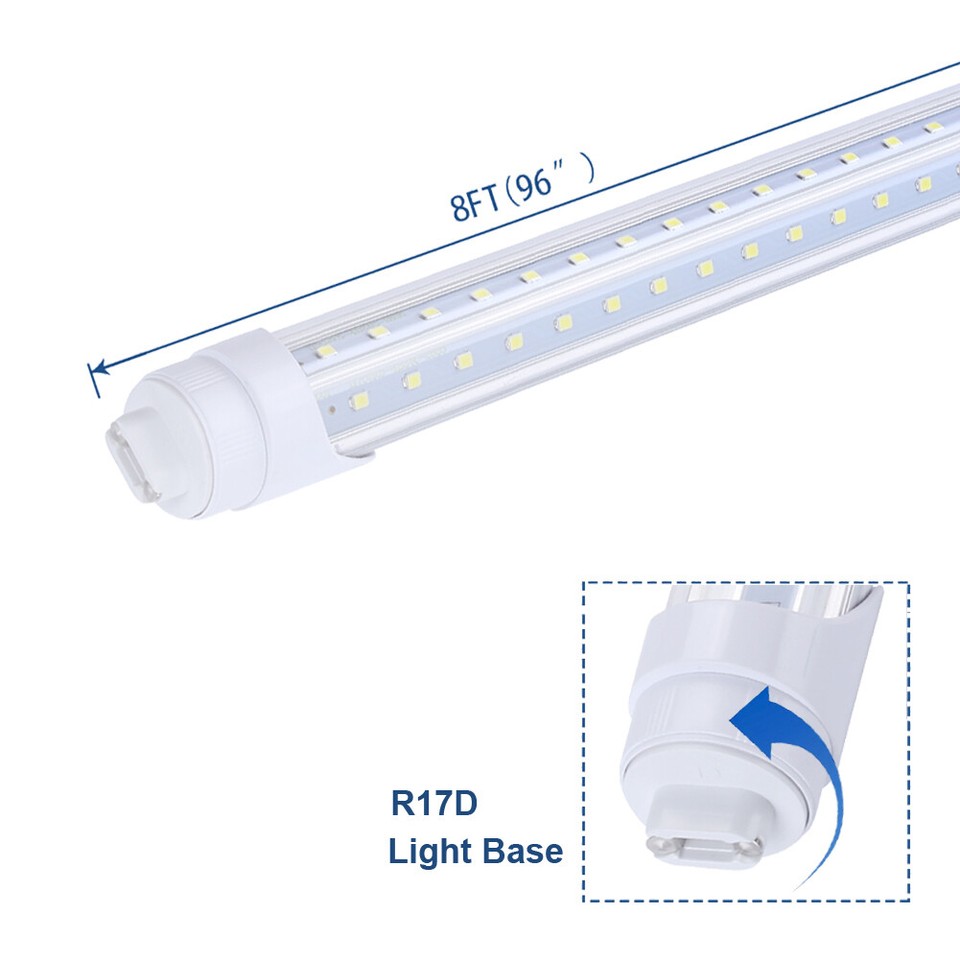 8FT LED Tube Light Bulbs HO Base T8 Rotatable 45W 65W R17D 8 Foot LED ...