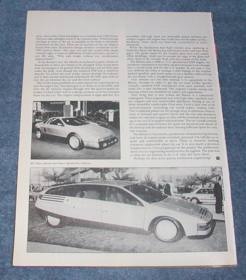 1982 Ford Ghia Bodied Brezza Custom Concept Car Vintage Info Article | eBay