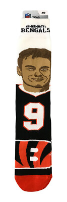 NEW! Joe Burrow #9 Cincinnati Bengals NFL Medium Crew Socks Fits 5-10 ...