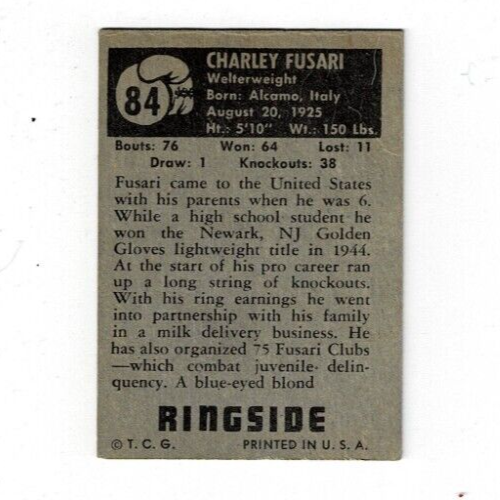 1951 Topps Ringside Boxing #84 Charlie Fusari EX | eBay