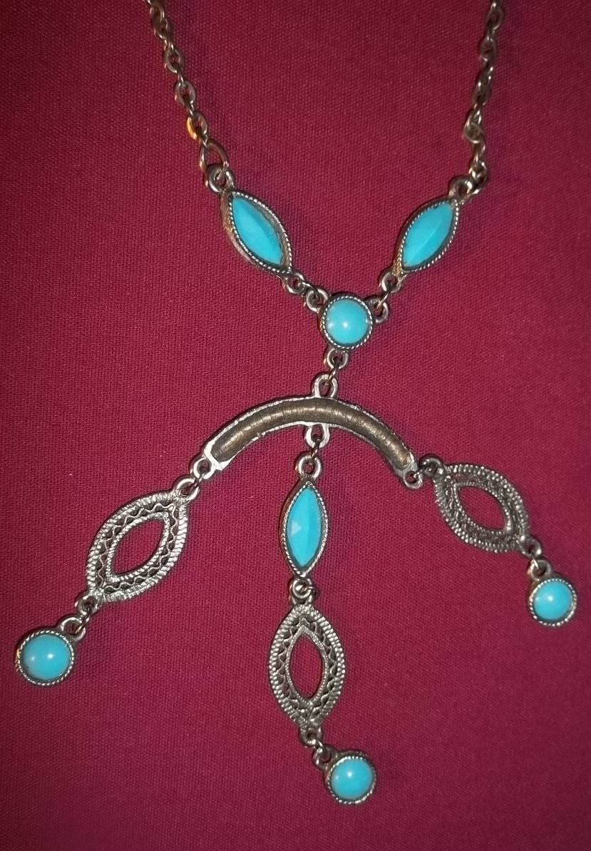 Vintage 15” Blue Chalk Turquoise? Faceted Gemstone Costume Jewelry ...