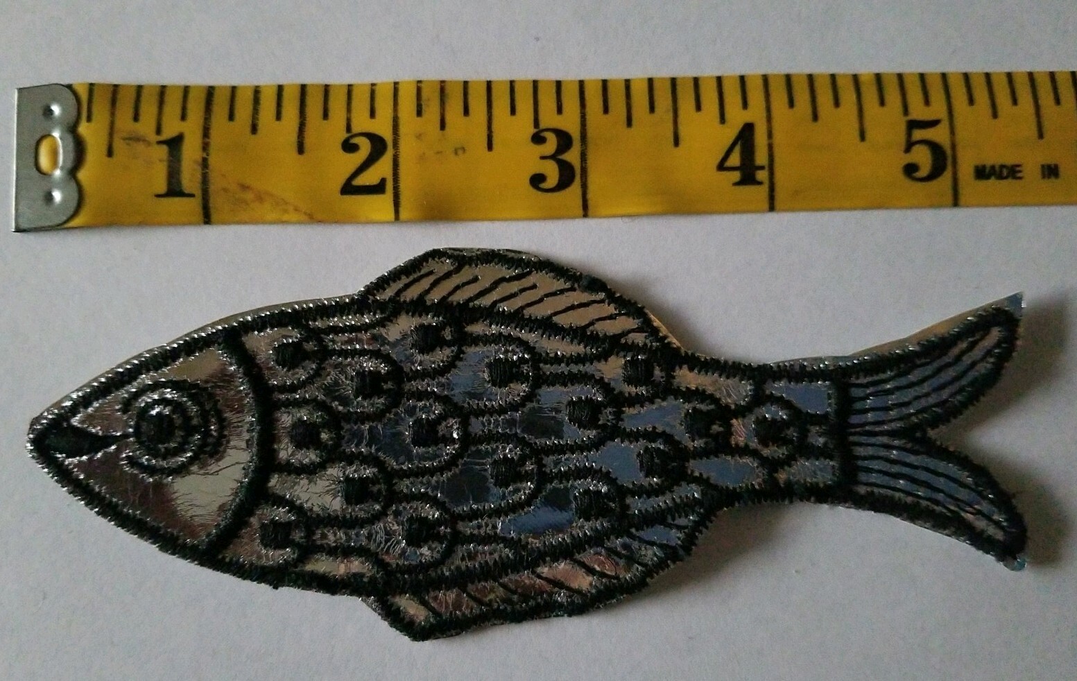 Silver/Black Fish Sew-on 5.25 inch Embroidered Patch - New - US Shipper ...