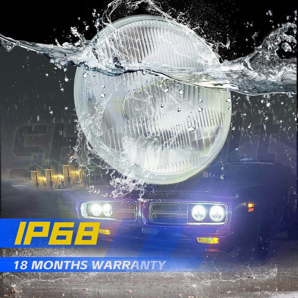 2x Fit Triumph TR6 1969-1976 7"Round LED Headlights Halo Angel Eye ...