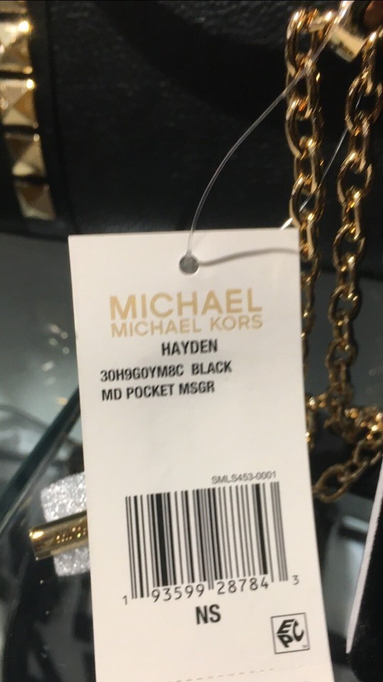 BRAND NEW MICHAEL KORS HAYDEN MEDIUM POCKET MESSENGER BAG BLACK VELVET | eBay