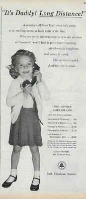 1955 Bell Telephone Little Girl It's Daddy Long Distance Phone Original ...