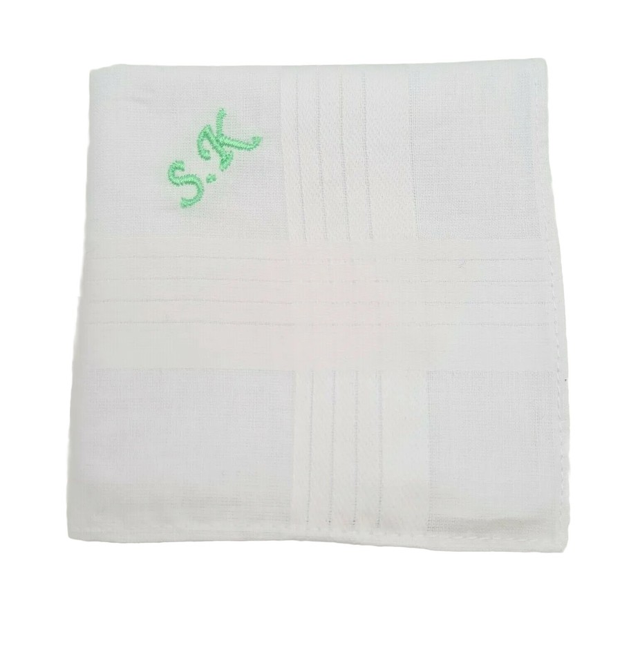Personalised Handkerchief, Embroidered Initials Monogrammed, Cotton ...