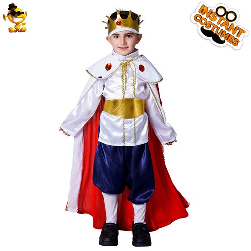 Kids King Costume with Cloak Boy's Halloween Cosplay Party Prince ...