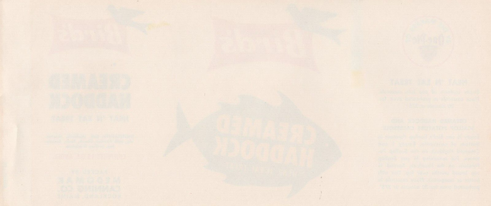 Bird's Creamed Haddock Can Label Rockland Maine Advertising ab1 | eBay